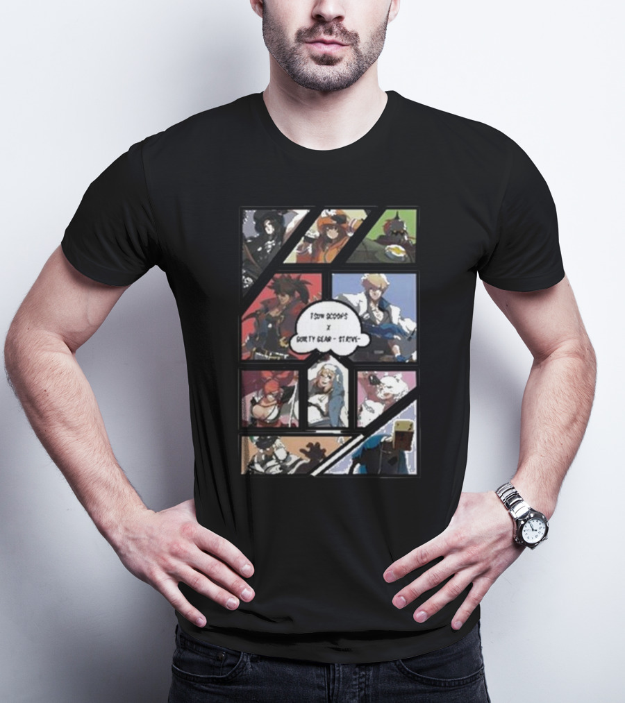 Tsun Scoops Collaboration With Guilty Gear Strive Iconic Characters Panel T-Shirt
