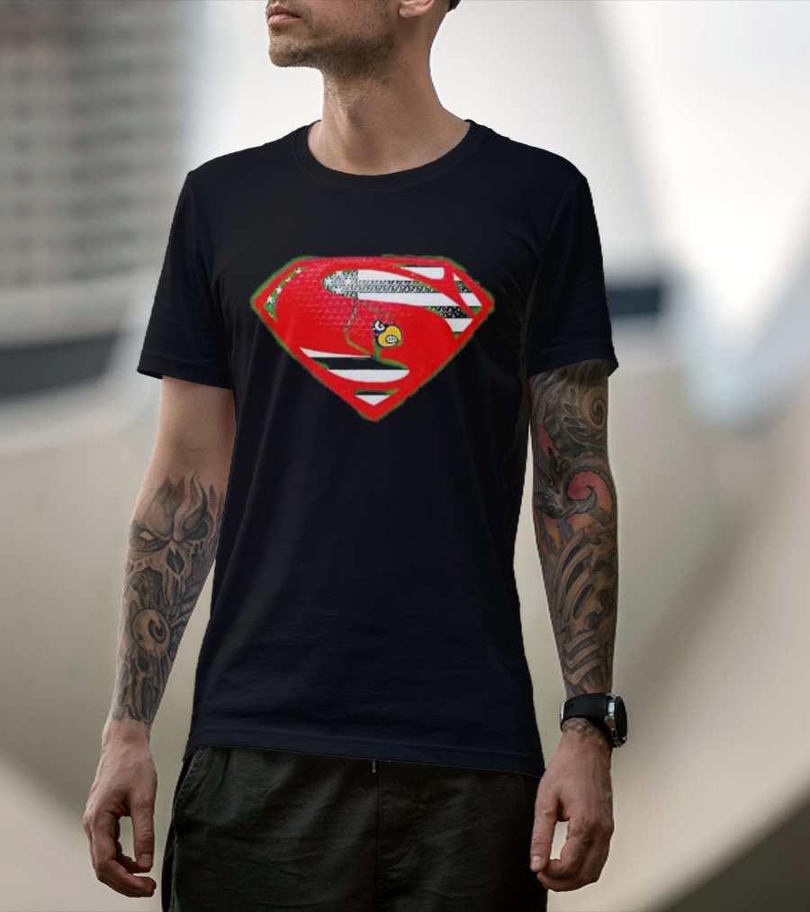 Superman Logo Louisville Cardinals USA Flag Fusion T-Shirt