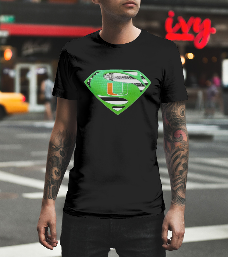 Miami Hurricanes USA Flag Superman T-Shirt