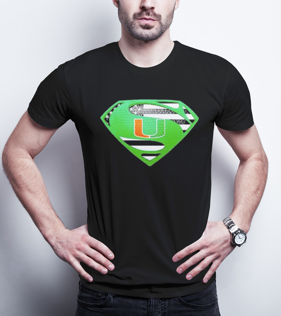 Miami Hurricanes USA Flag Superman T-Shirt