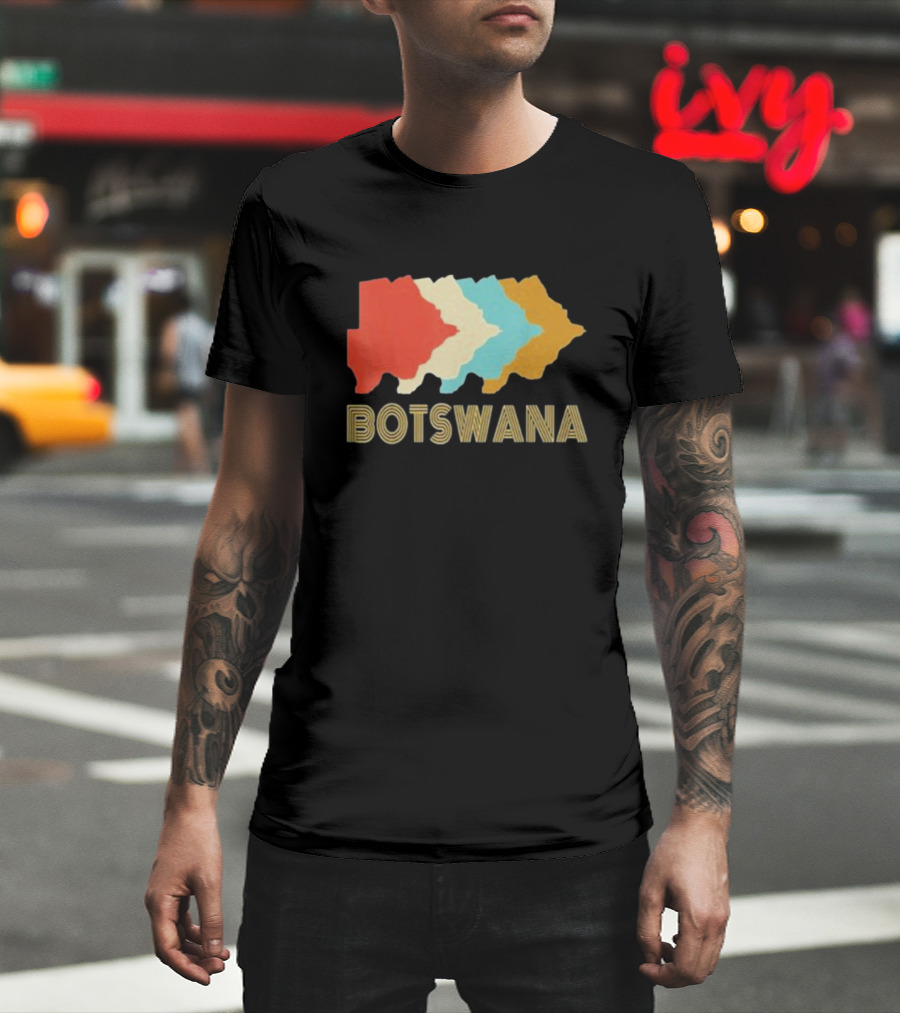 Botswana Vintage Multi-Color Map T-Shirt