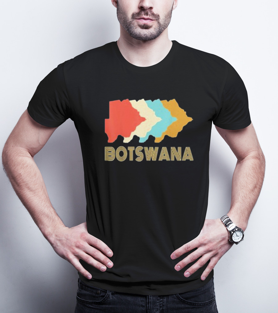 Botswana Vintage Multi-Color Map T-Shirt