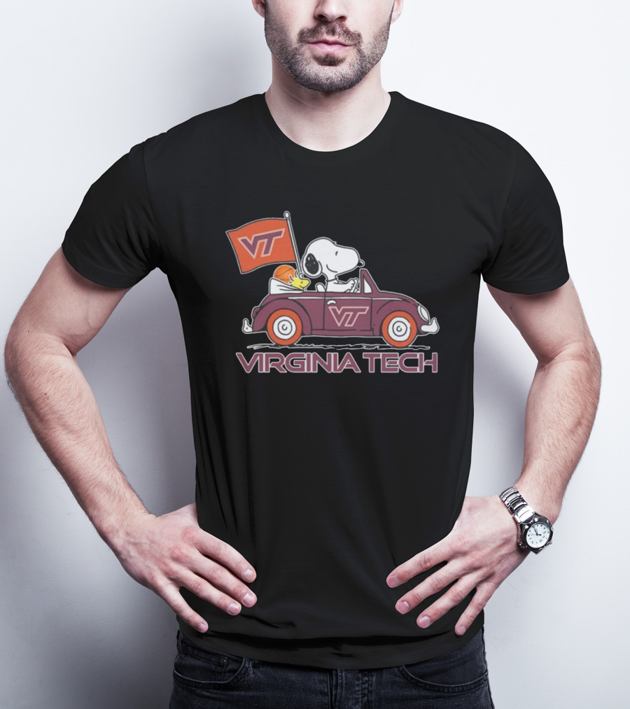 Virginia Tech Hokies Snoopy VT Car Flag Fan T-Shirt
