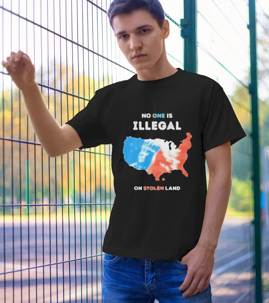 NO ONE IS ILLEGAL ON STOLEN LAND Indigenous Map T-Shirt