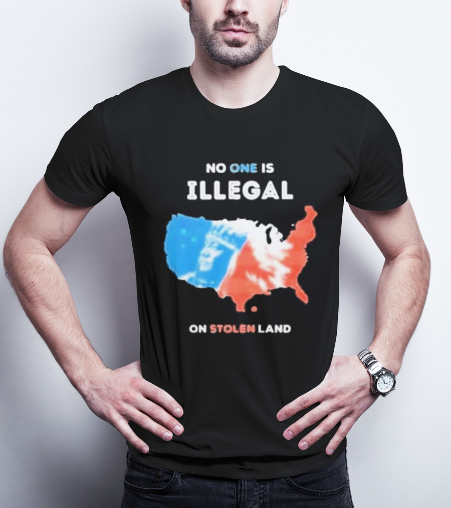 NO ONE IS ILLEGAL ON STOLEN LAND Indigenous Map T-Shirt
