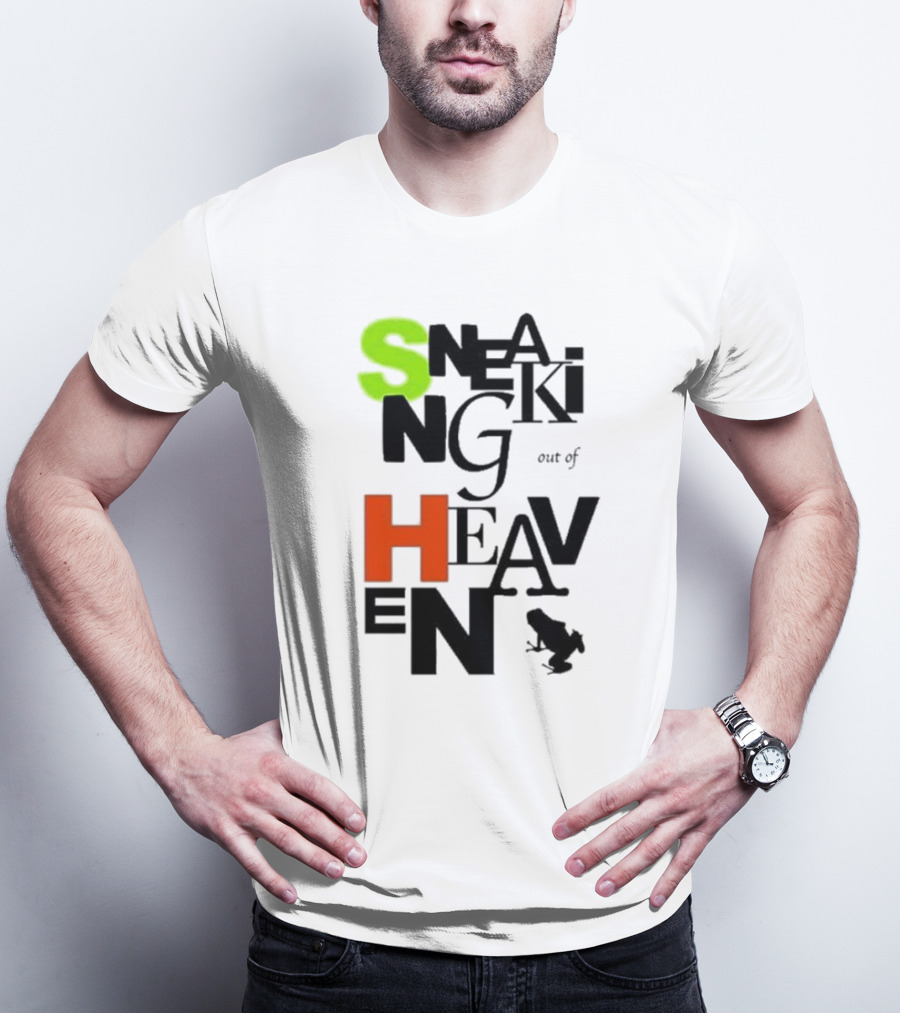 Sneaking Out Of Heaven Frog In Neon And Orange Letters T-Shirt