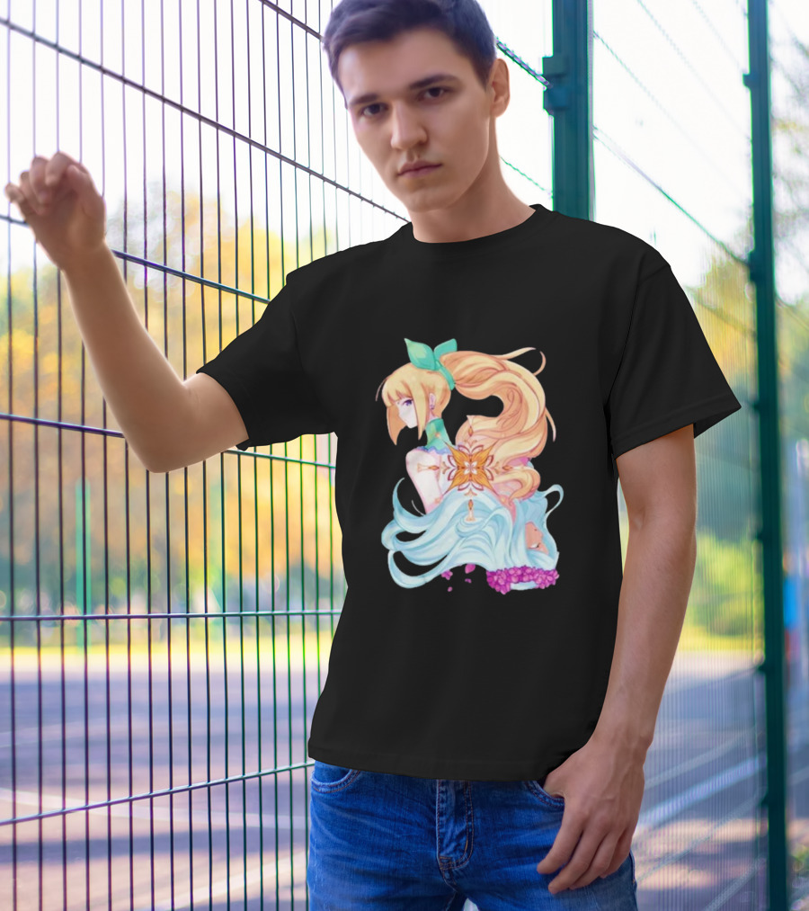 Virgo Versus The Zodiac Anime Illustration With Pastel Colors And Floral Elements T-Shirt