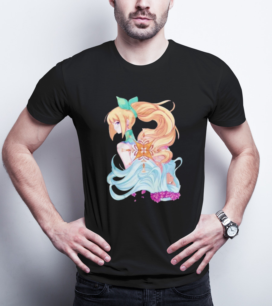Virgo Versus The Zodiac Anime Illustration With Pastel Colors And Floral Elements T-Shirt