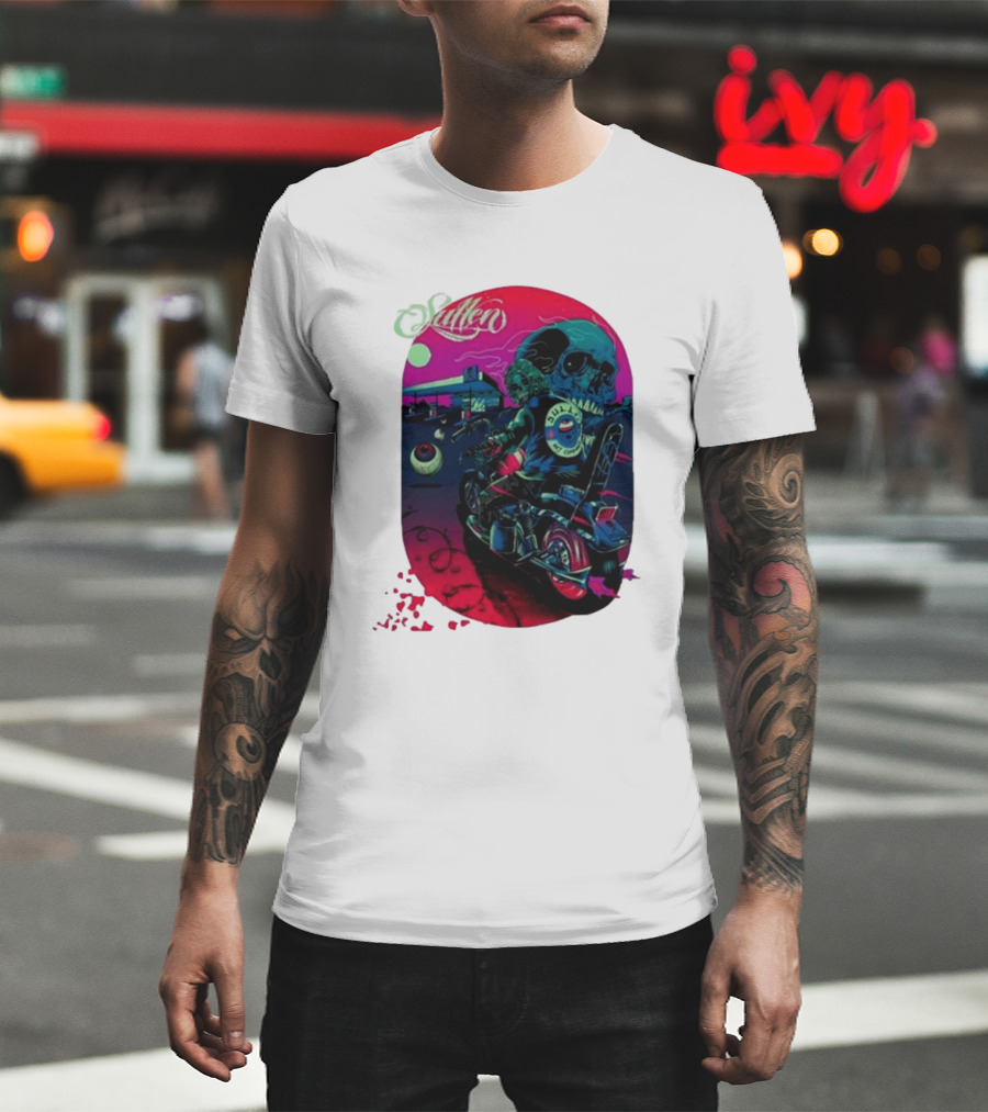 Tkslowskill Sullen Skull Rider Neon Vibes T-Shirt