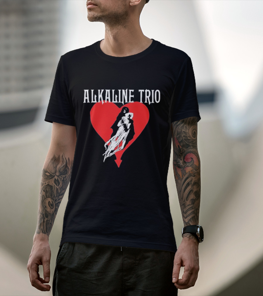 Alkaline Trio Heart Swept Cloaked Figure And Red Heart T-Shirt
