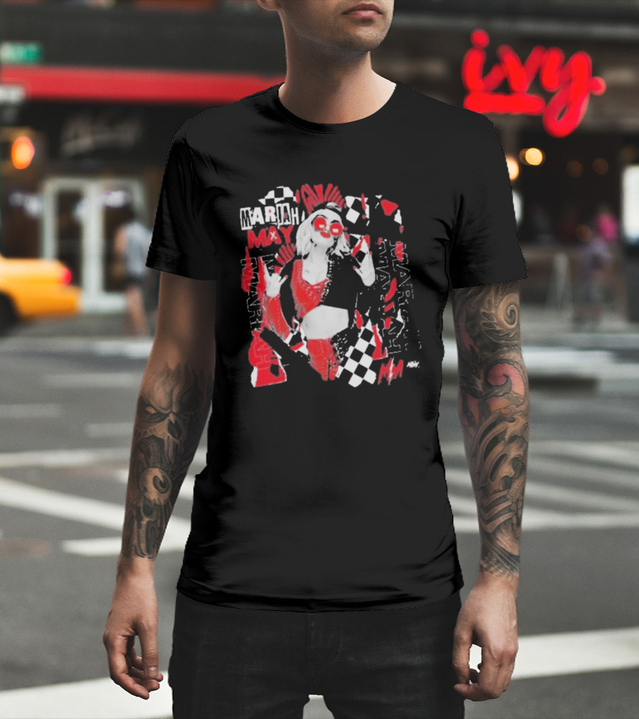 Mariah May All Elite Wrestling Checkerboard Red And Black T-Shirt