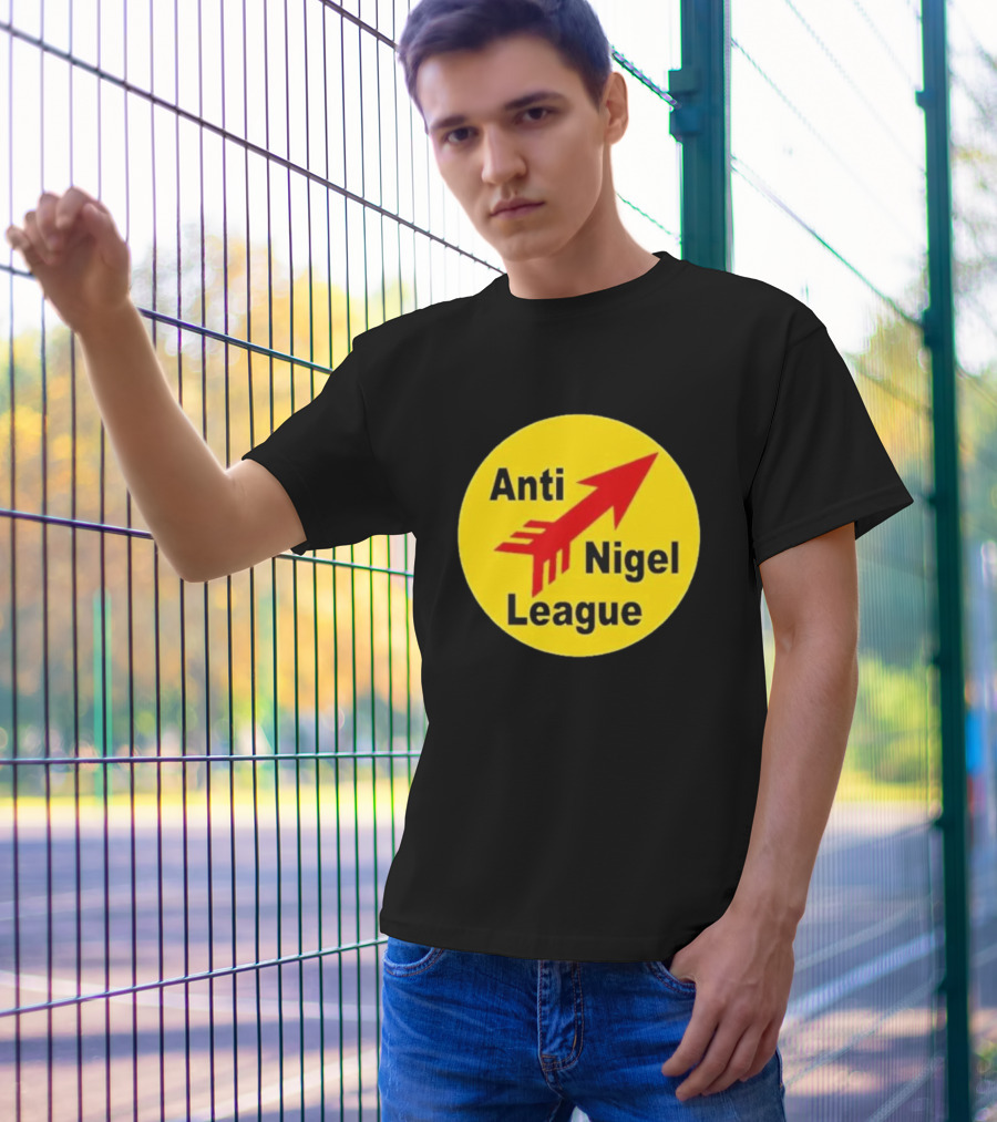 Anti Nigel League Red Arrow Emblem Yellow Circle T-Shirt