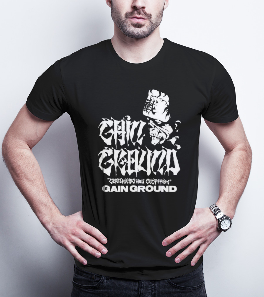 Gain Ground Grinning And Coffin Logo With Skull And Fist T-Shirt