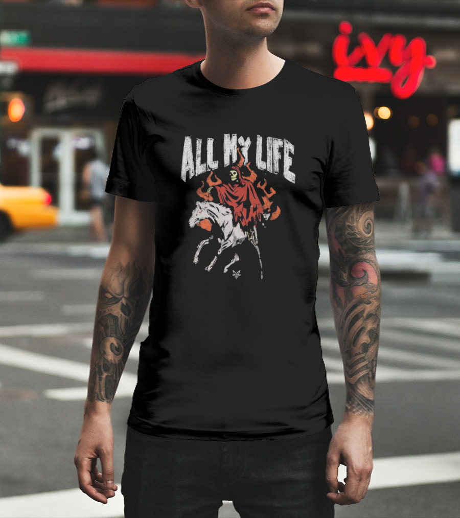 All My Life Reaper On Fiery Horse T-Shirt