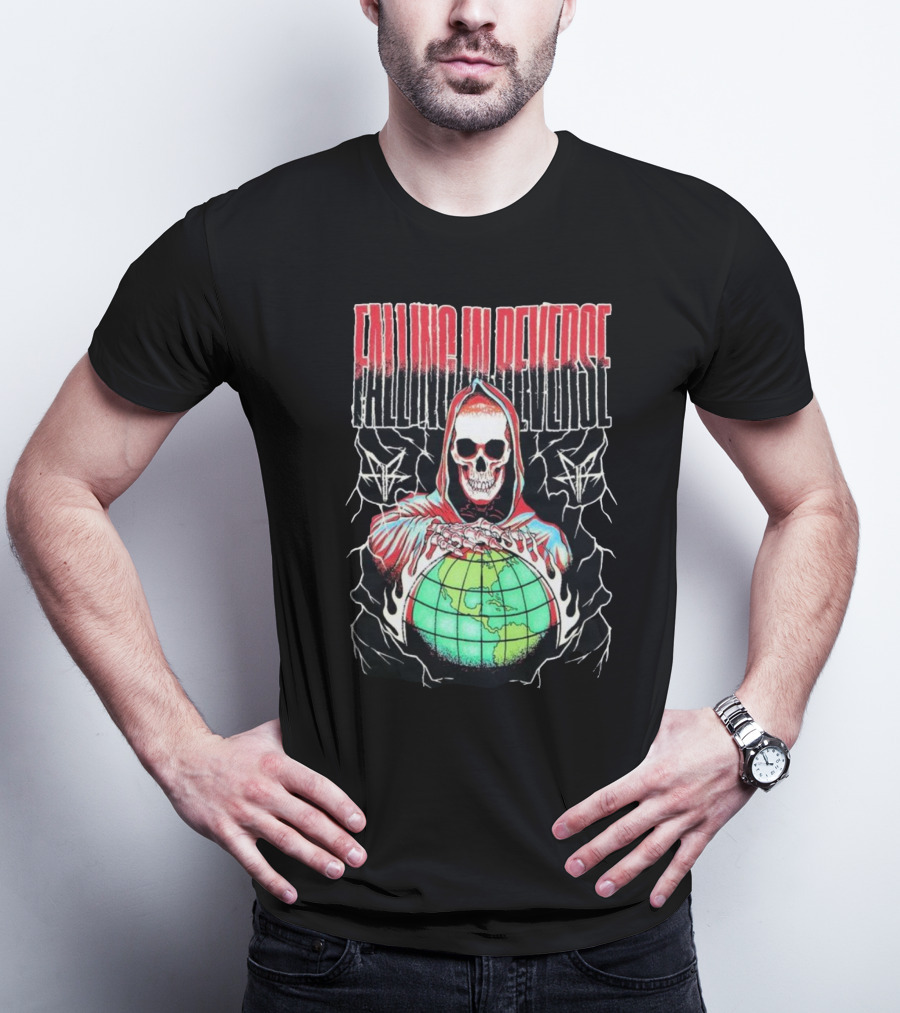 Falling In Reverse Skull Hood Globe T-Shirt