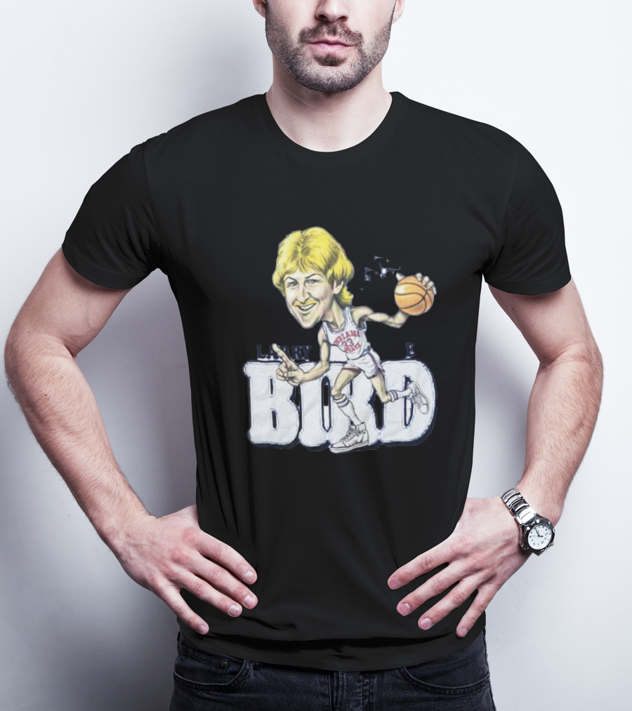 Larry Bird Indiana State Basketball Caricature Signature T-Shirt