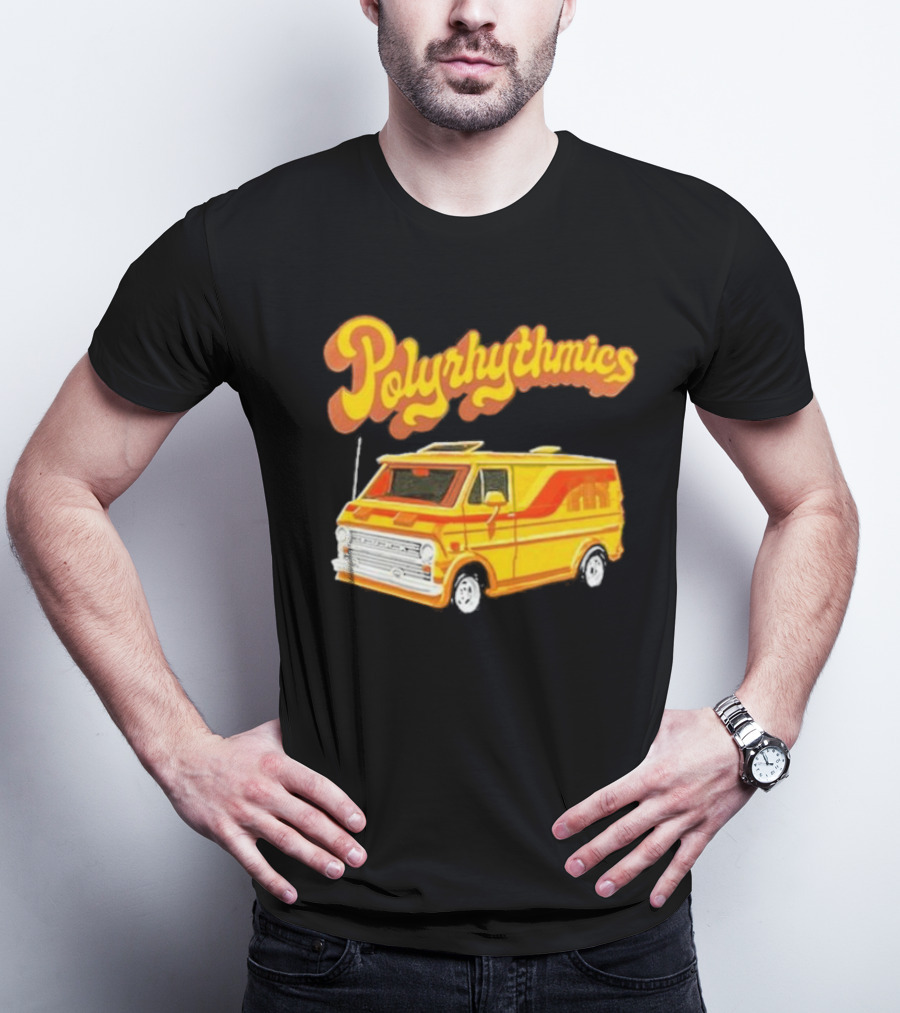 Polyrhythmics Bright Yellow Van With Retro Red Stripes T-Shirt