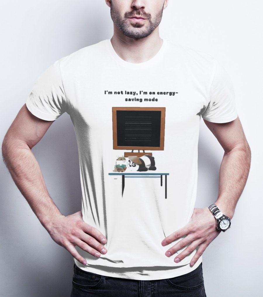 I’m Not Lazy I’m On Energy Saving Mode Cat Relaxing By Television T-Shirt
