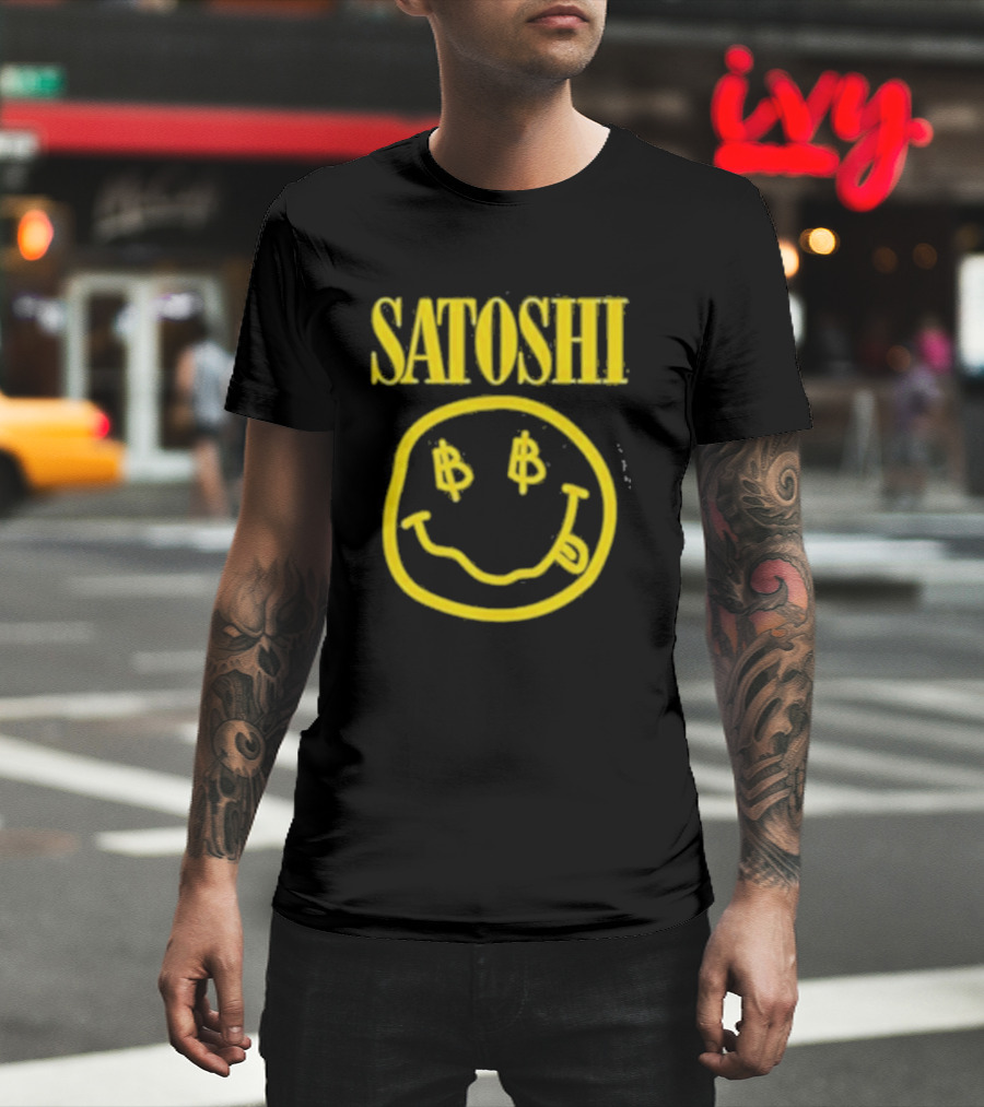 Satoshi Bitcoin Smiley Face With Dollar Signs T-Shirt