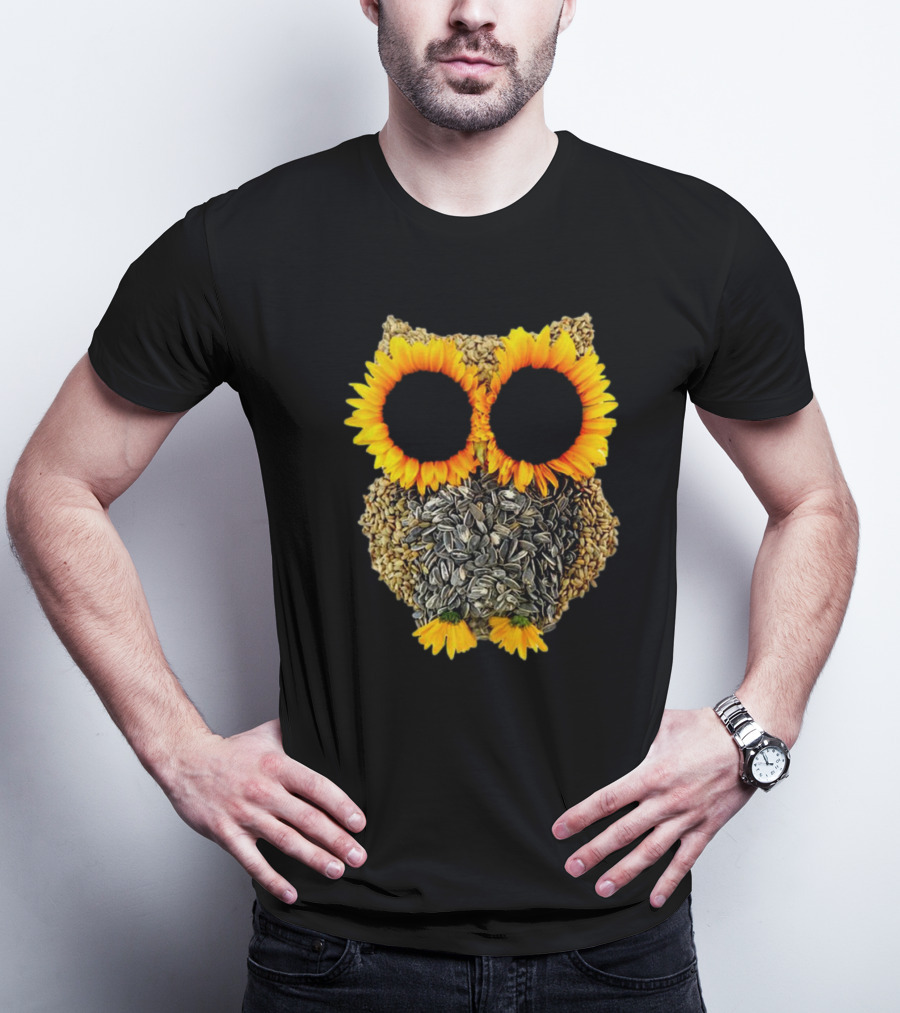 Sunflower Seed Owl With Bright Sunflower Eyes T-Shirt