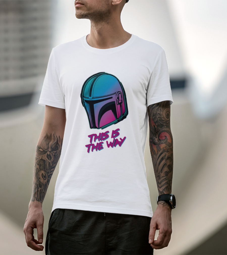 Star Wars The Mandalorian Helmet This Is The Way Neon T-Shirt