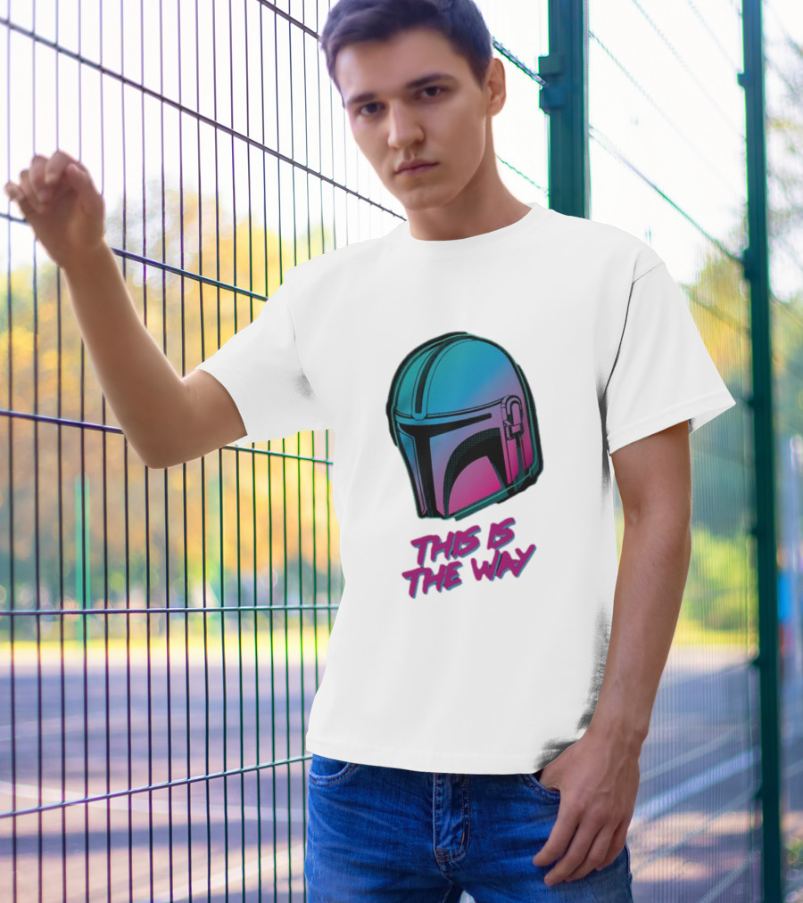 Star Wars The Mandalorian Helmet This Is The Way Neon T-Shirt