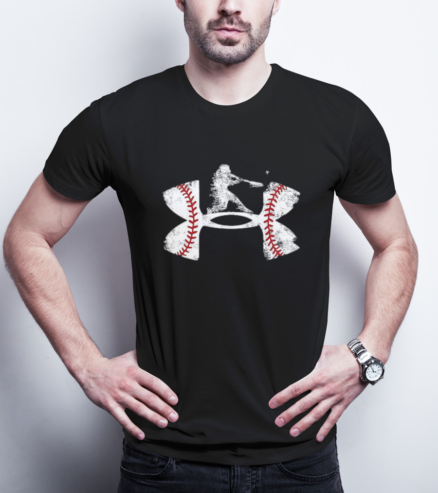 Under Armour Baseball Player Silhouette Logo With Stitching T-Shirt