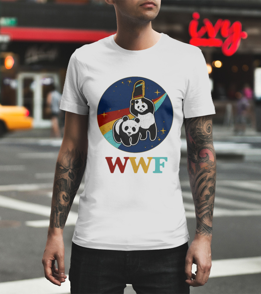 WWF Panda Bear Wrestling NASA Astronauts Space T-Shirt