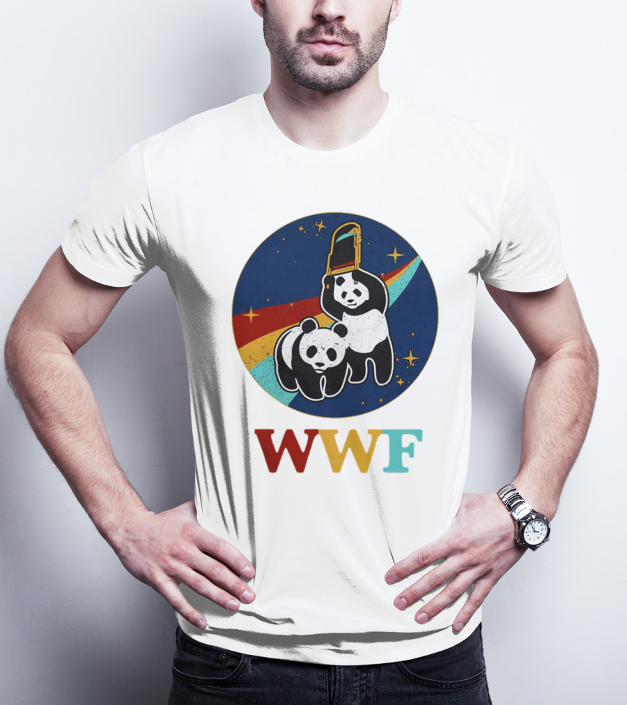WWF Panda Bear Wrestling NASA Astronauts Space T-Shirt
