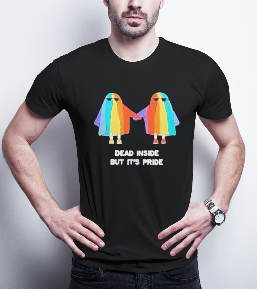 Dead Inside But It’s Rainbow Pride Ghosts Holding Hands T-Shirt