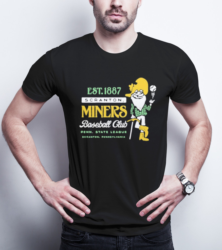 Est 1887 Scranton Miners Baseball Club Penn State League Scranton Pennsylvania Mascot T-Shirt