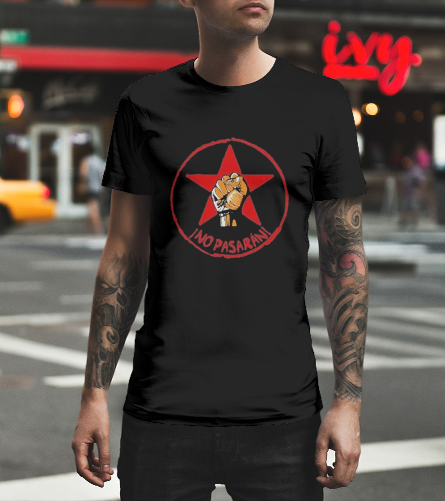No Pasaran Red Star Fist Symbol Spanish Civil War T-Shirt