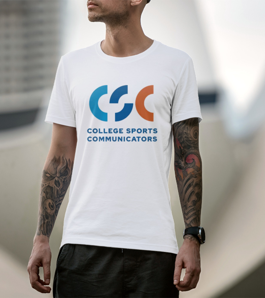 CSC College Sports Communicators Blue Orange T-Shirt