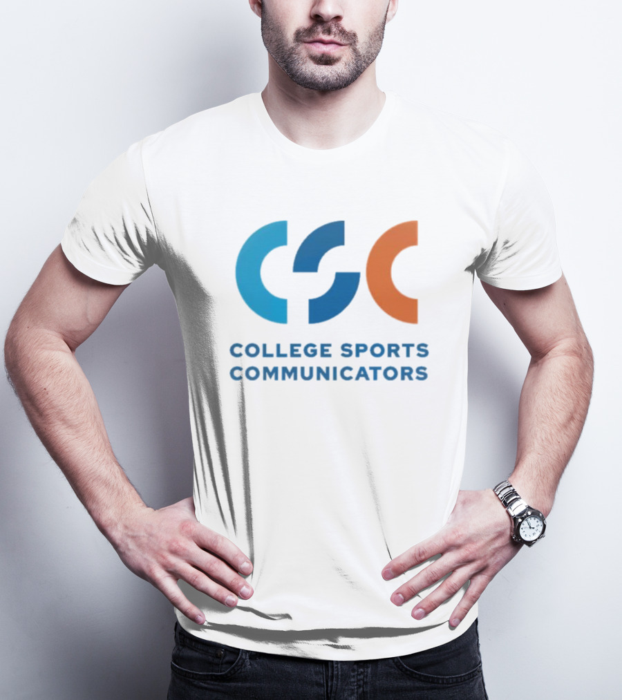 CSC College Sports Communicators Blue Orange T-Shirt