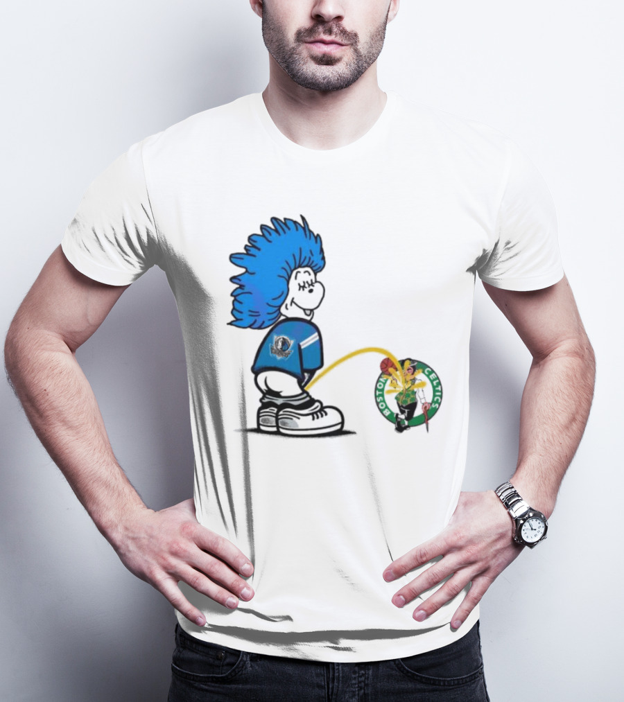 Dr Seuss Thing One Dallas Mavericks Urine On Boston Celtics T-Shirt