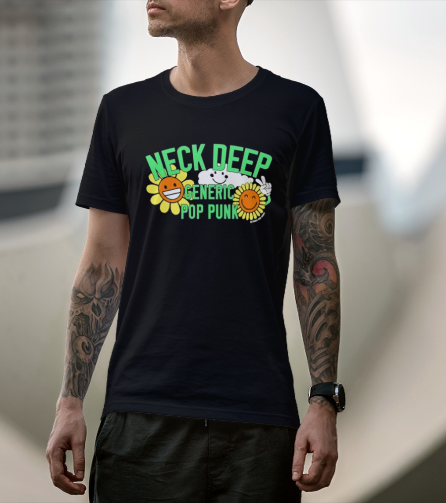 Neck Deep Generic Pop Punk Smile Floral T-Shirt