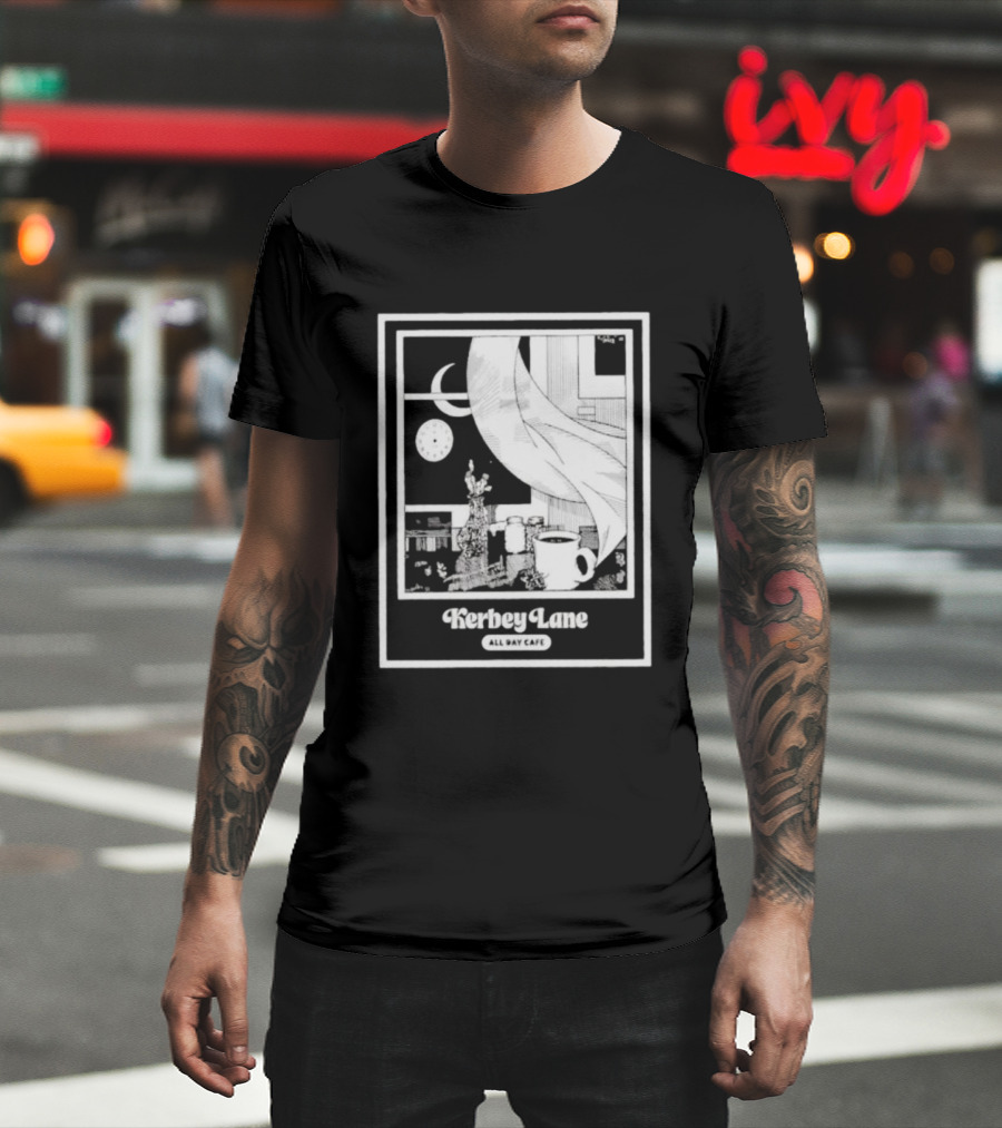 Kerbey Lane All Day Cafe Night Window Scene T-Shirt