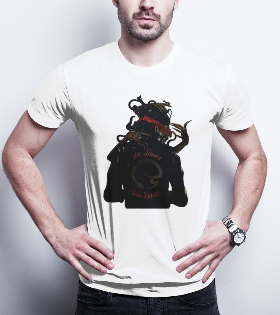 QOTSA In Times New Roman Blindfolded Figure With Entangled Hands T-Shirt