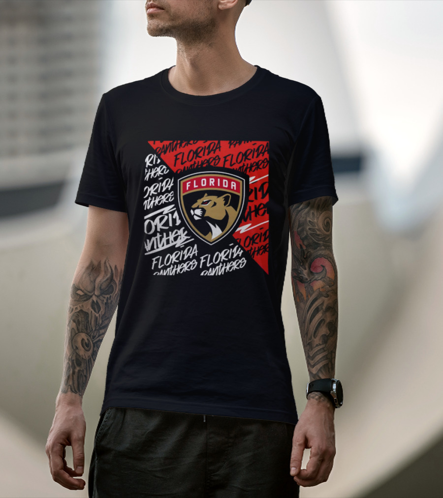 Florida Panthers Logo Text Florida Panthers Divide T-Shirt