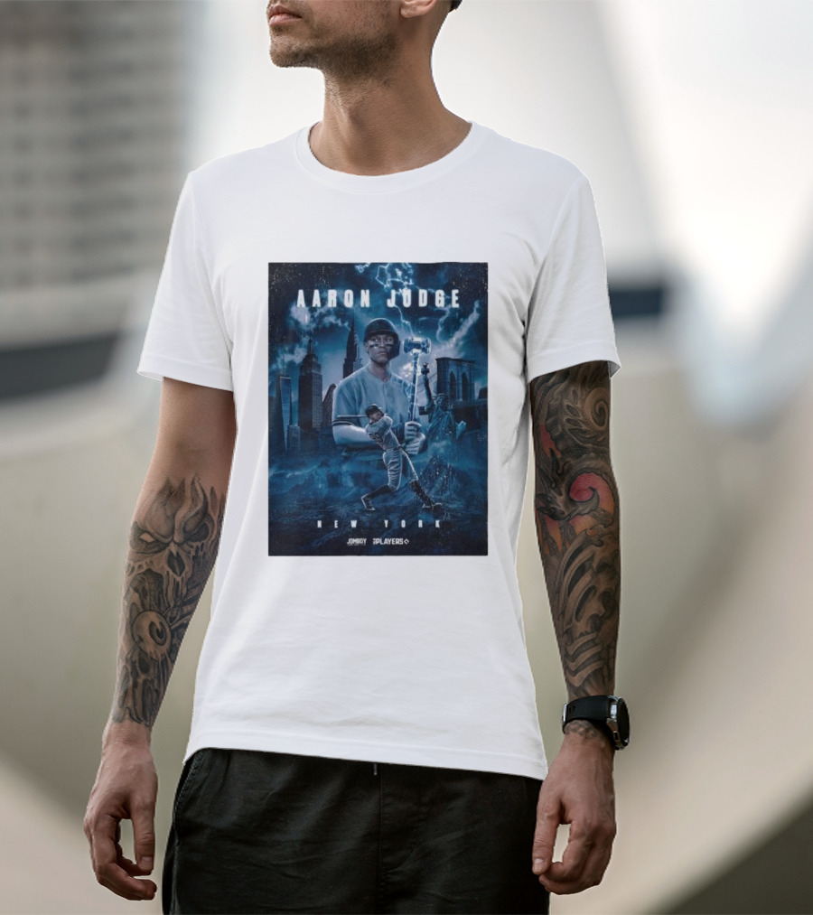 Aaron Judge New York Cityscape Thunderstorm Baseball Power Display T-Shirt