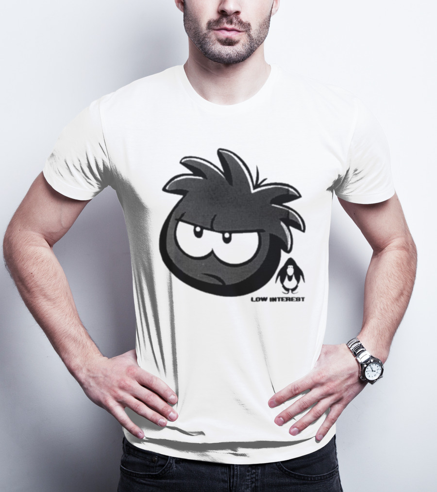 Low Interest Puffle Grumpy Face With Penguin T-Shirt