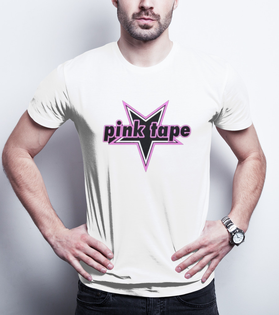 Pink Tape Star Icon Bold Black And Pink T-Shirt
