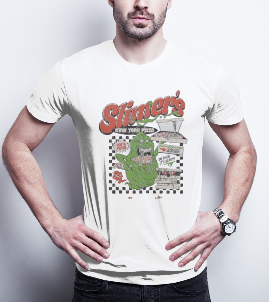 Slimer's New York Pizza Hot Fresh Delivery So Good It's Scary T-Shirt
