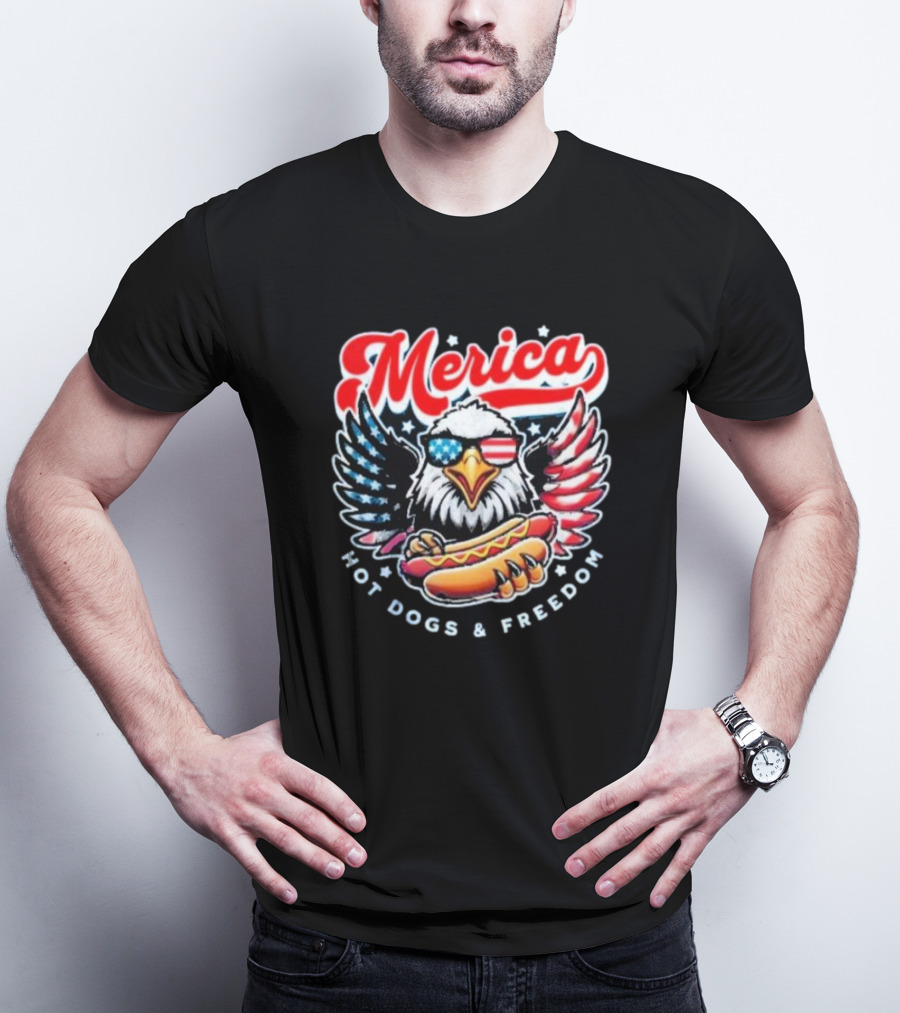 Merica American Eagle With Hot Dogs And Freedom T-Shirt
