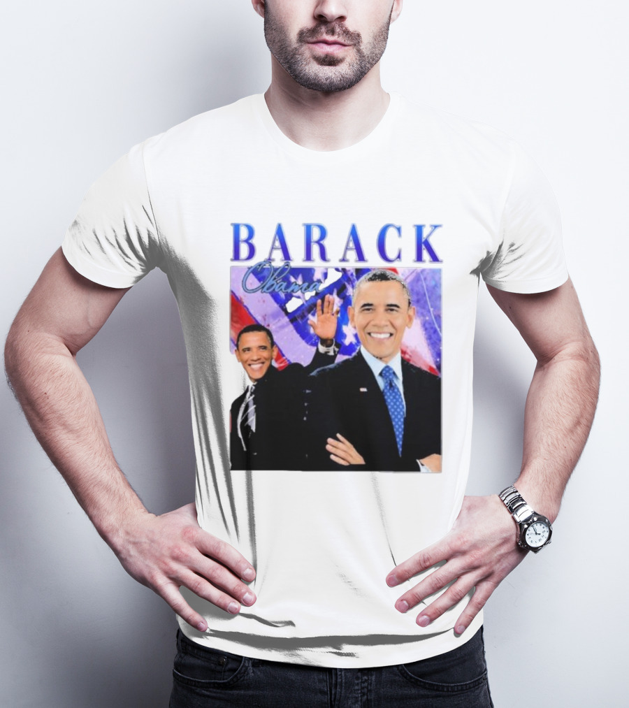 BARACK Obama Smiling Pose With Patriotic Background T-Shirt