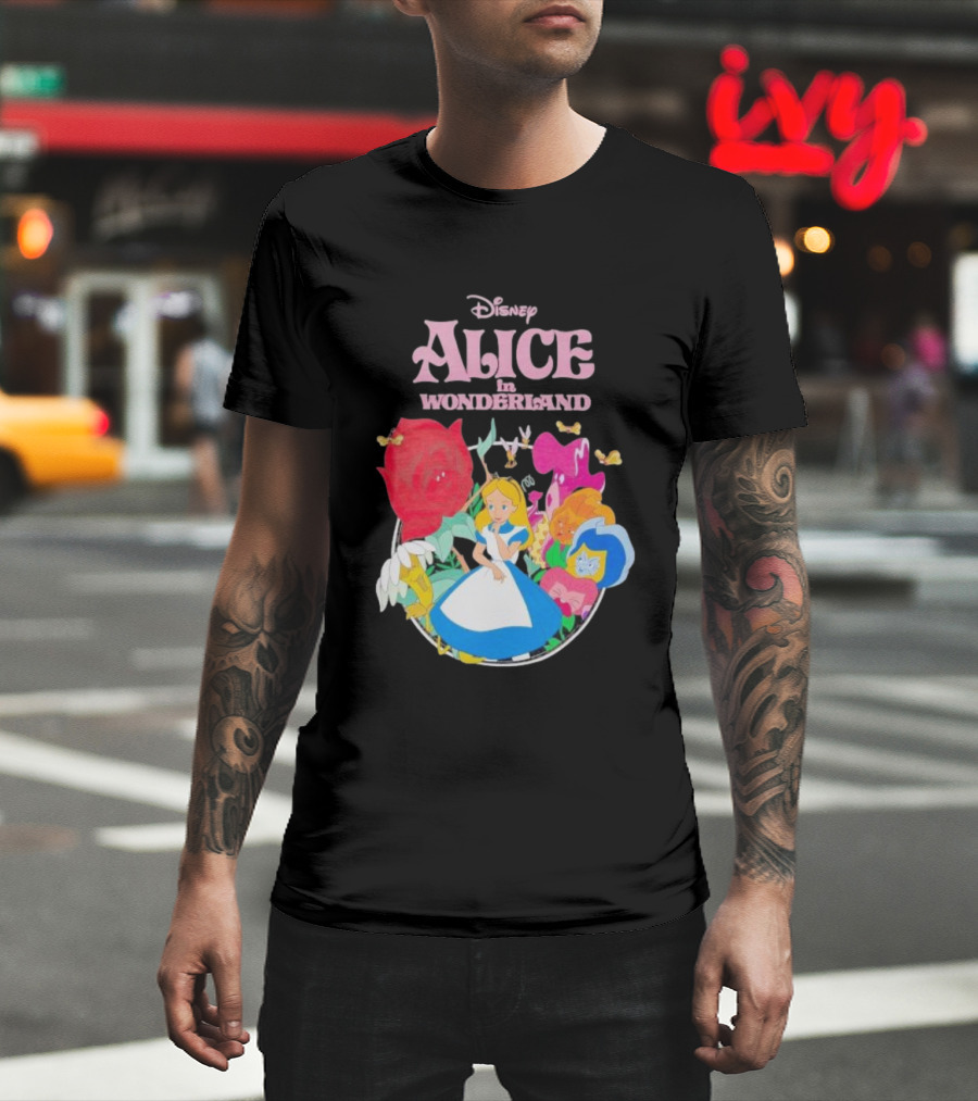 Disney Alice In Wonderland Flowers And Characters Classic T-Shirt