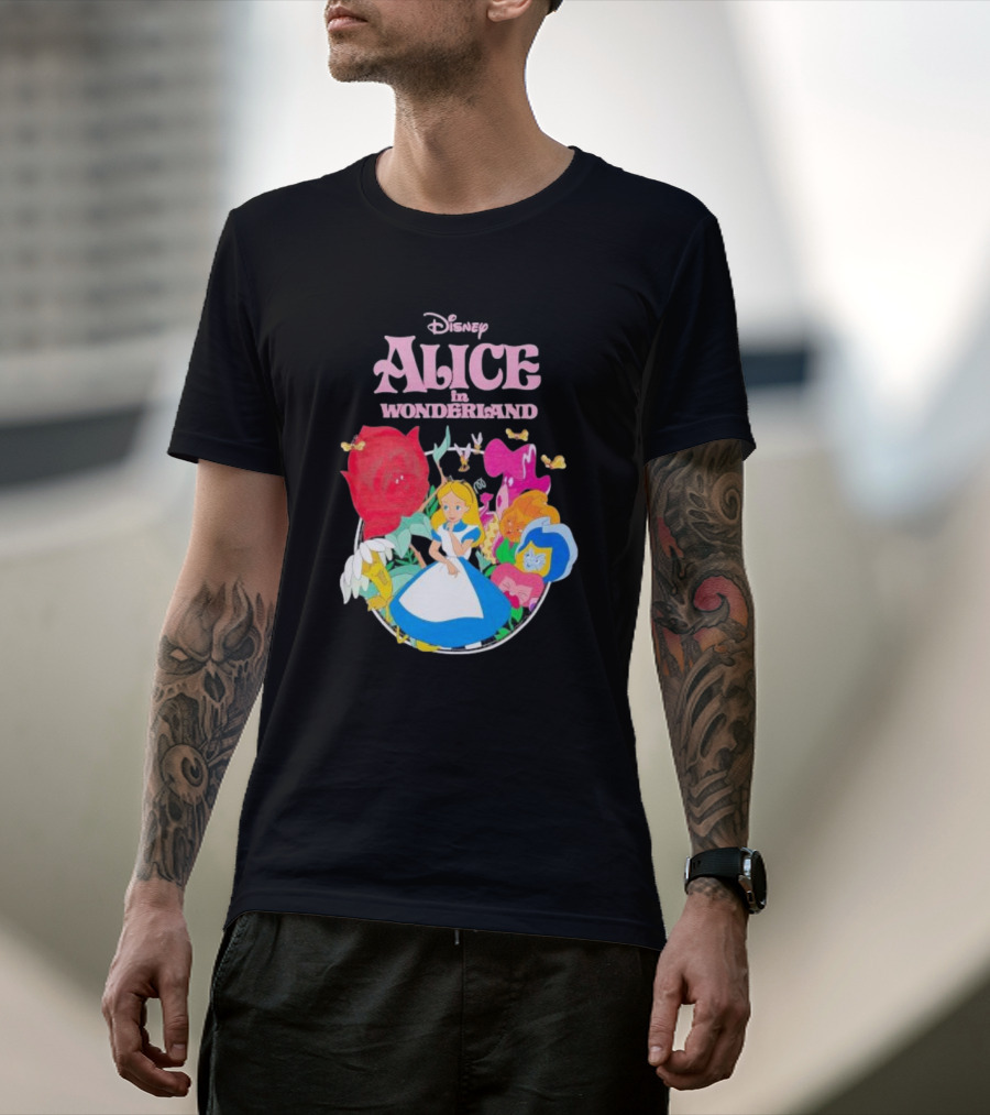 Disney Alice In Wonderland Flowers And Characters Classic T-Shirt