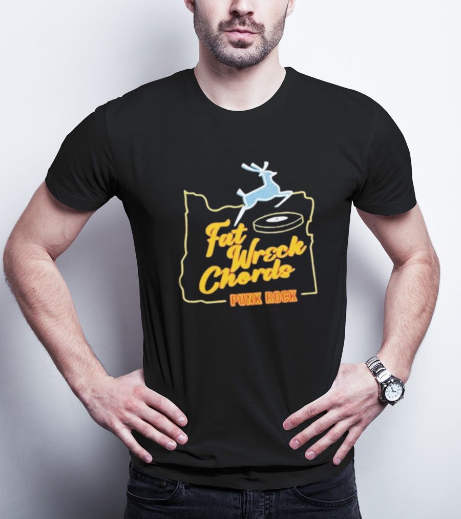 Fat Wreck Chords Punk Rock Record Retro Style Deer Outline T-Shirt