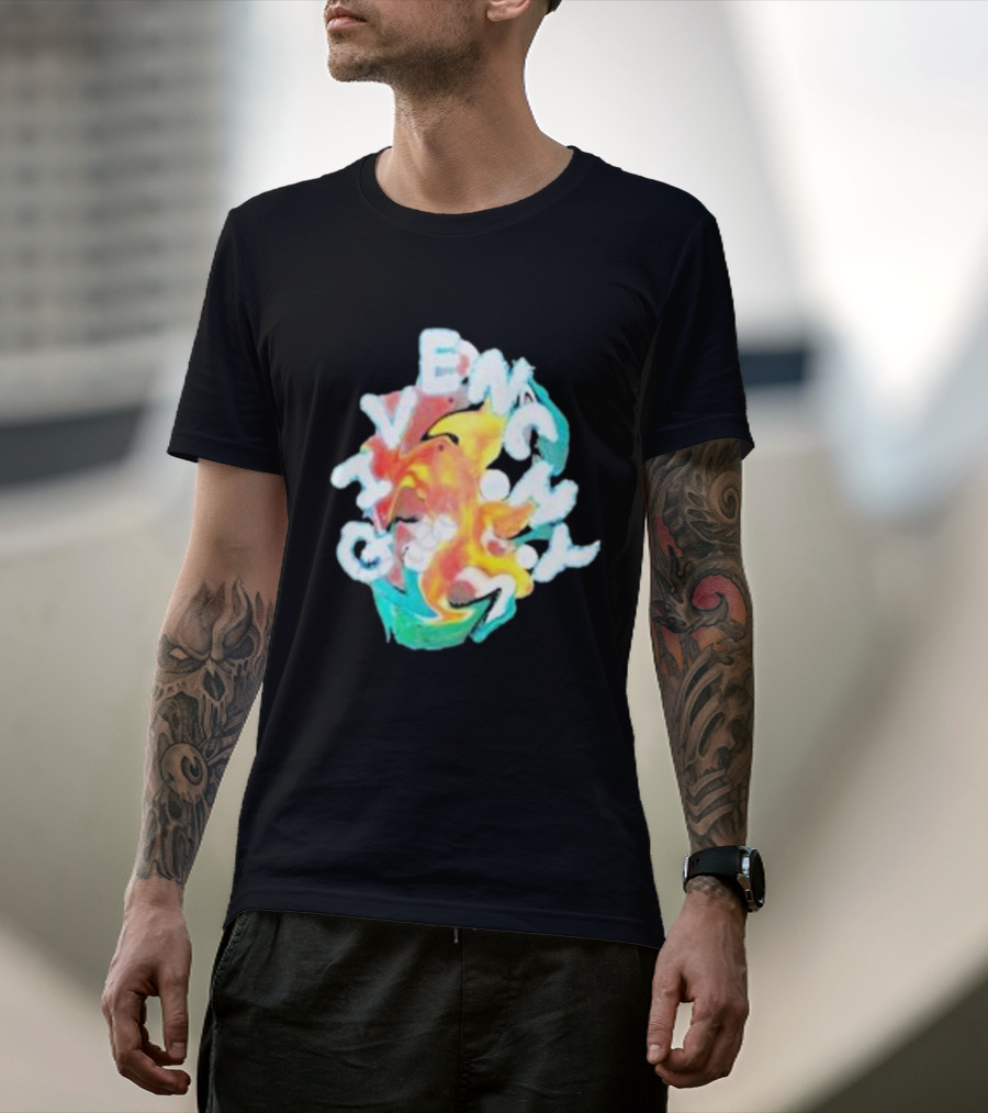 Louis Tomlinson Givenchy Psychedelic Oversized Top Colorful Swirl Text T-Shirt
