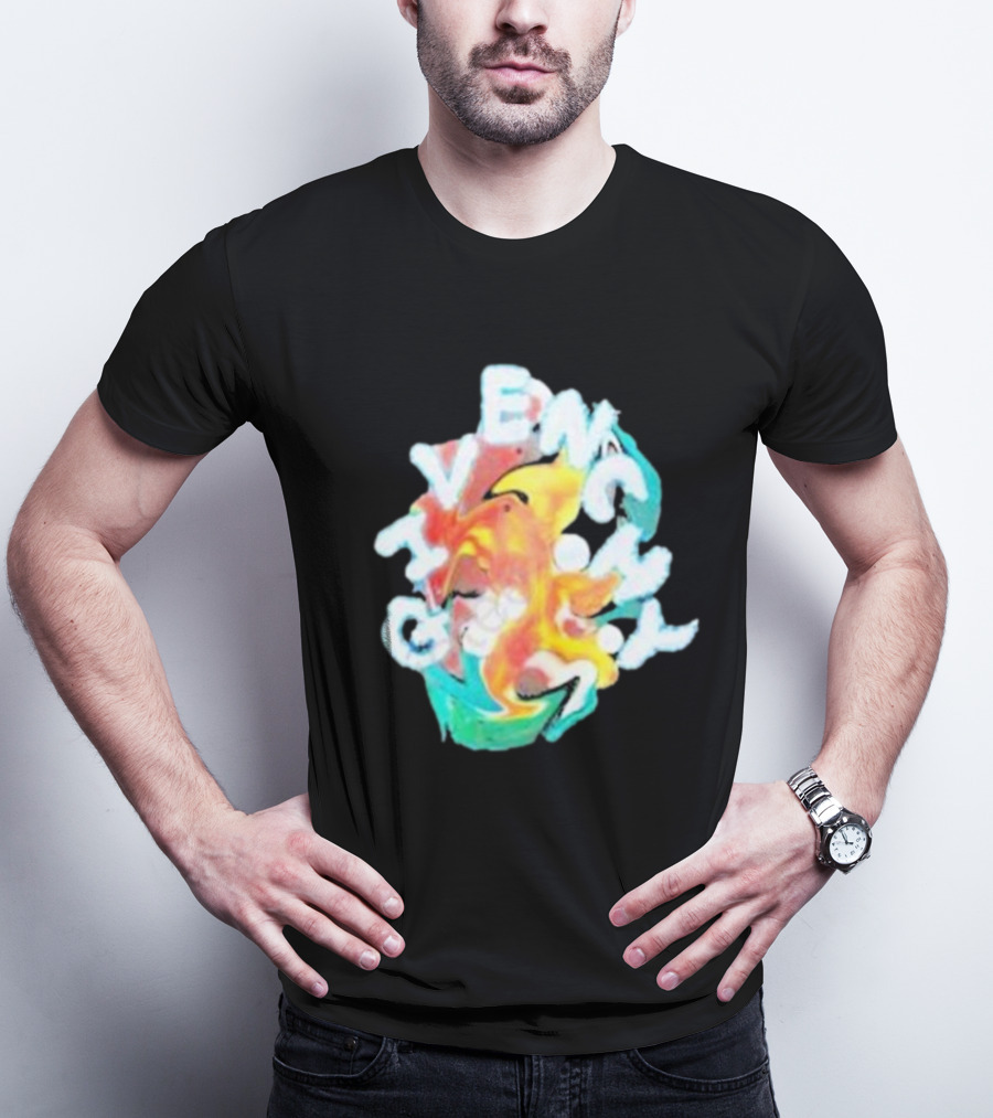 Louis Tomlinson Givenchy Psychedelic Oversized Top Colorful Swirl Text T-Shirt